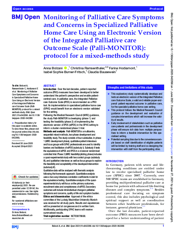 (PDF) Monitoring of Palliative Care Symptoms and Concerns in ...
