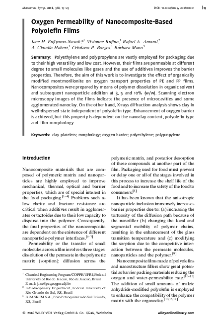 (PDF) Oxygen Permeability of Nanocomposite-Based Polyolefin Films
