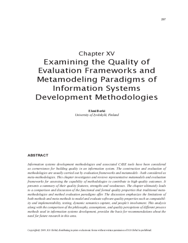 (PDF) Examining the Quality of Evolution Frameworks and Metamodeling ...