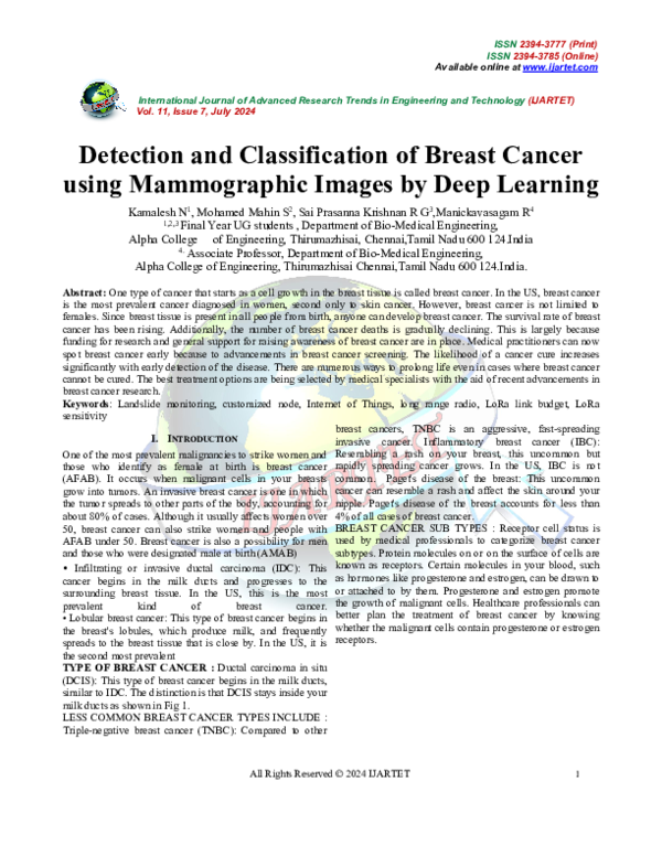 Pdf Detection And Classification Of Breast Cancer Using Mammographic Images By Deep Learning