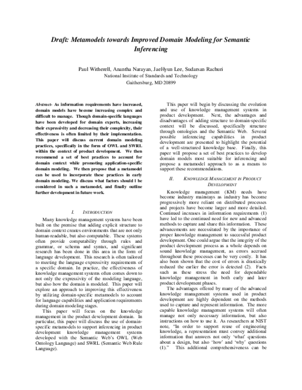(PDF) Metamodels towards Improved Domain Modeling for Semantic Inferencing | NIST