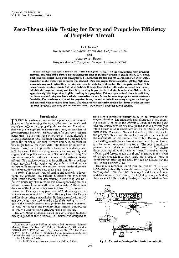 (PDF) Zero-thrust glide testing for drag and propulsive efficiency of ...