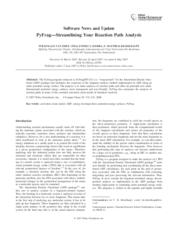 (PDF) PyFrag—Streamlining your reaction path analysis