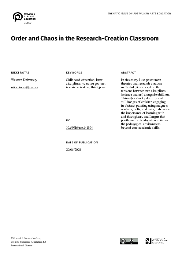 (PDF) Order and Chaos in the Research-Creation Classroom