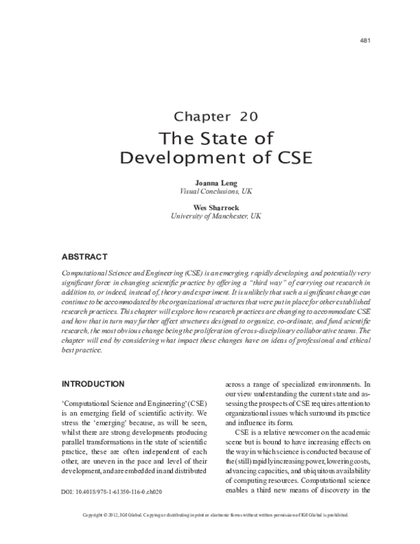 (PDF) The State of Development of CSE