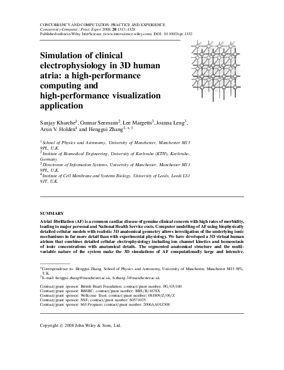 (PDF) Simulation of clinical electrophysiology in 3D human atria: a high‐performance computing ...