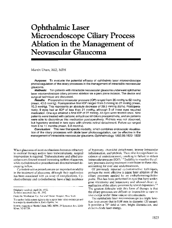 (PDF) Ophthalmic Laser Microendoscope Ciliary Process Ablation in the ...