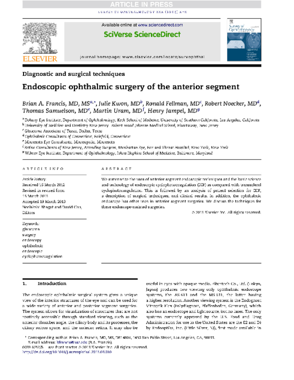(PDF) Endoscopic ophthalmic surgery of the anterior segment | Martin ...