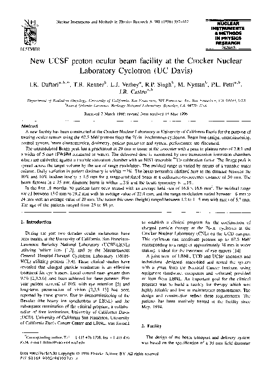 (PDF) New UCSF proton ocular beam facility at the Crocker Nuclear ...