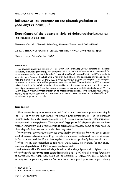 (PDF) Influence of structure on the photo-degradation of PVC. Part IV—A ...