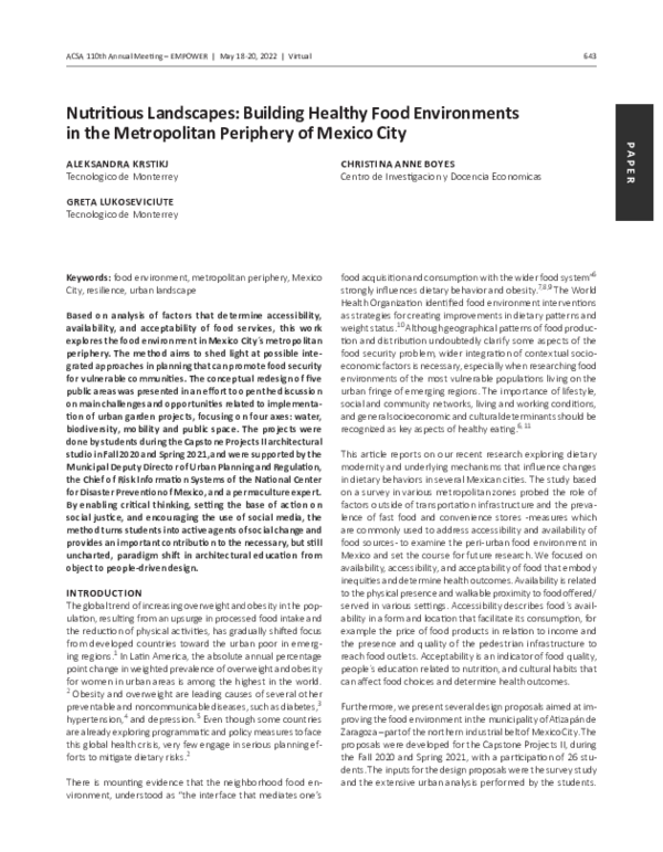 (PDF) Nutritious Landscapes: Building Healthy Food Environments in the ...