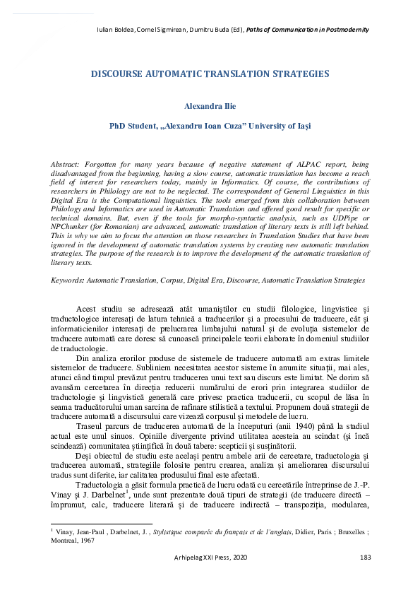 (PDF) DISCOURSE AUTOMATIC TRANSLATION STRATEGIES