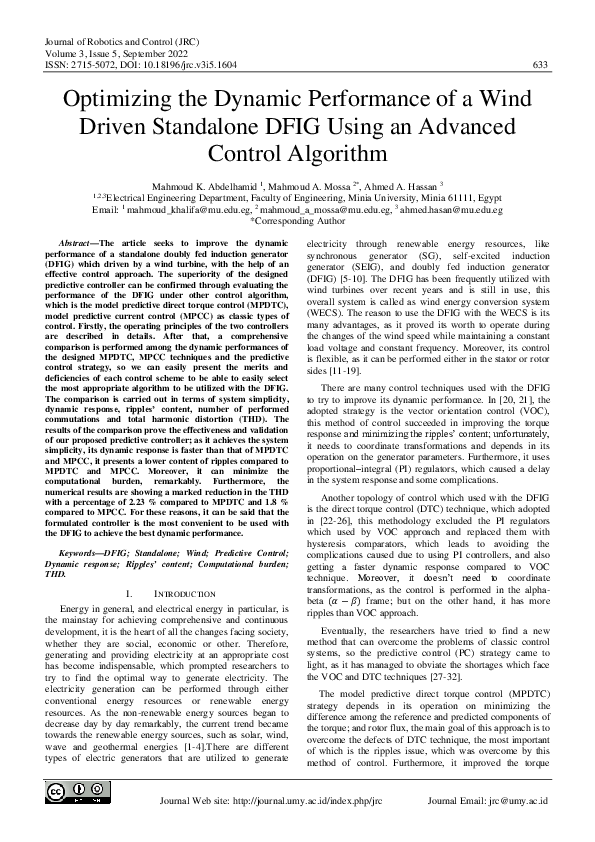 (PDF) Optimizing the Dynamic Performance of a Wind Driven Standalone DFIG Using an Advanced ...