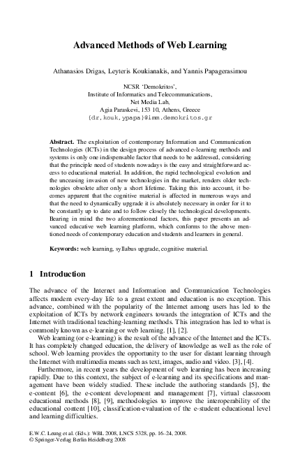 (PDF) Advanced Methods of Web Learning