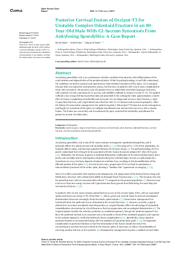 (PDF) Posterior Cervical Fusion of Occiput-T3 for Unstable Complex ...