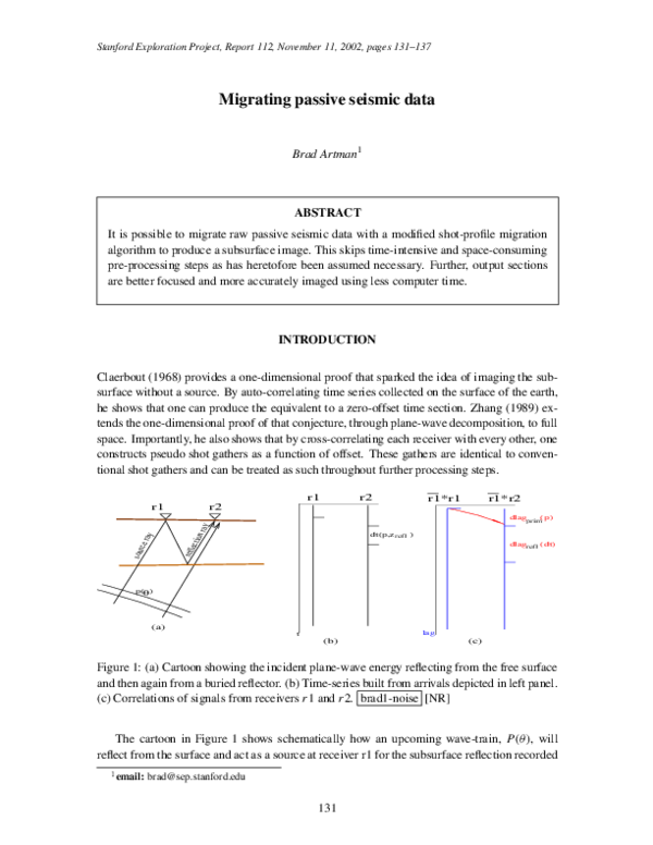 (PDF) Direct Migration of Passive Seismic Data