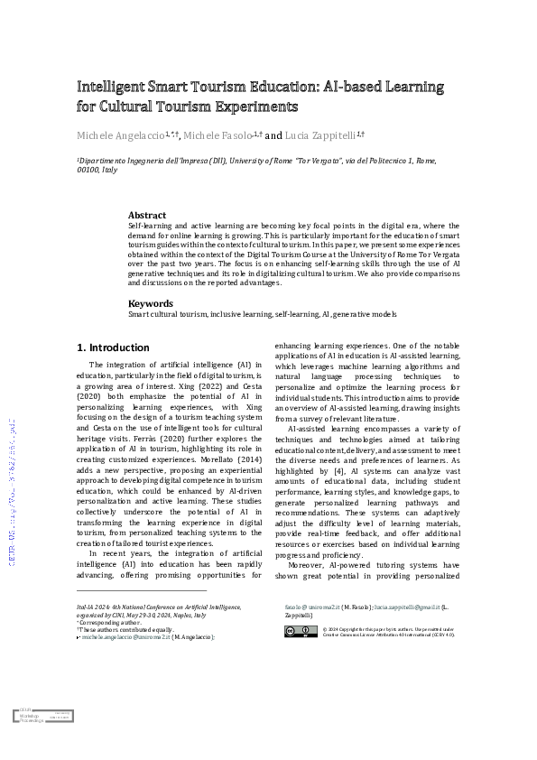 (PDF) Intelligent Smart Tourism Education: AI-based Learning for ...