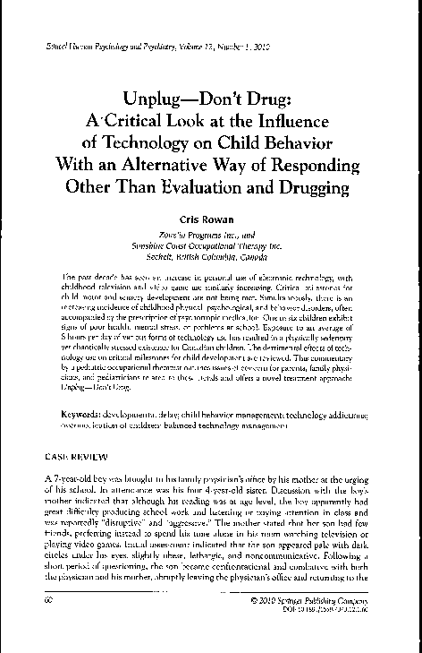 (PDF) Unplug—Don’t Drug: A Critical Look at the Influence of Technology ...