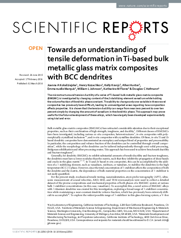 (PDF) Towards an understanding of tensile deformation in Ti-based bulk ...