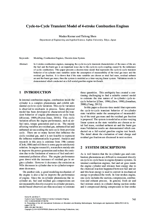 (PDF) Cycle-to-cycle transient model of 4-stroke combustion engines