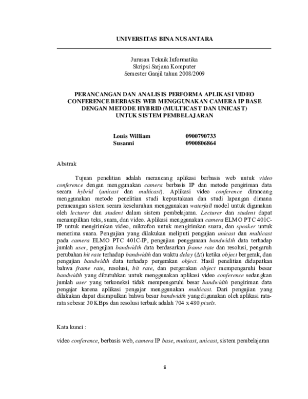 (PDF) Perancangan Dan Analisis Performa Aplikasi Video Conference ...
