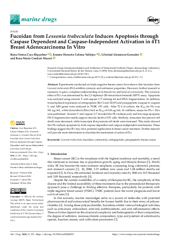 (PDF) Fucoidan from Lessonia trabeculata Induces Apoptosis through ...