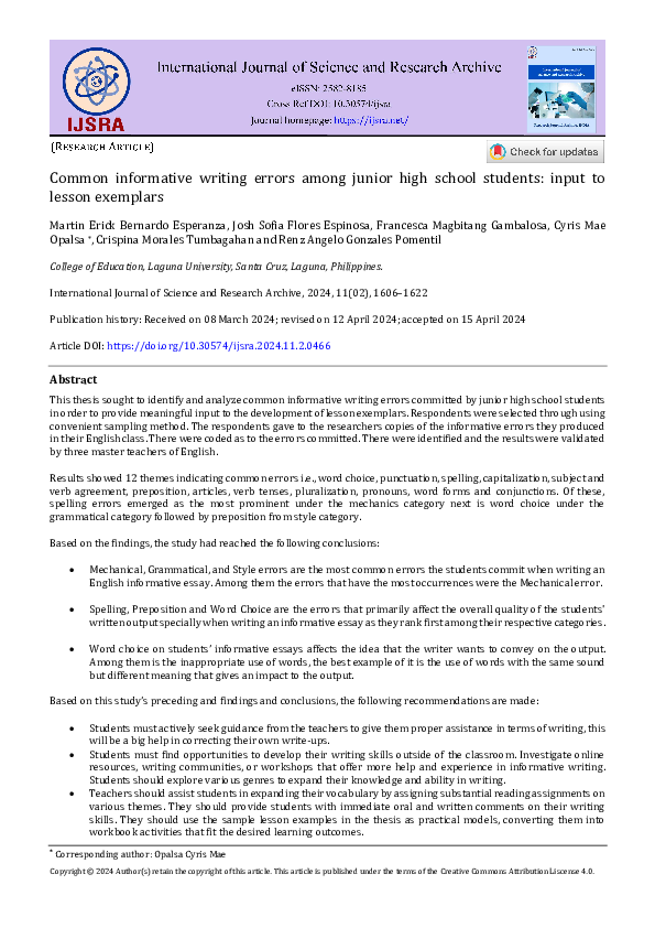 (PDF) Common informative writing errors among junior high school ...