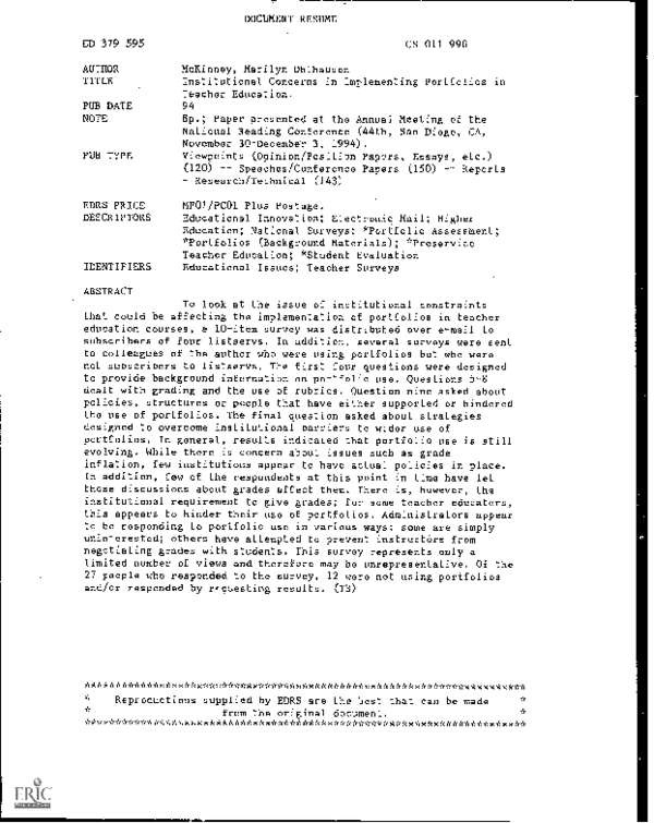 (PDF) Institutional Concerns in Implementing Portfolios in Teacher ...