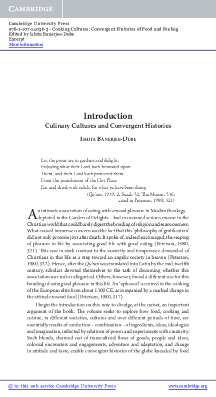 (PDF) Introduction: Culinary Cultures and Convergent Histories
