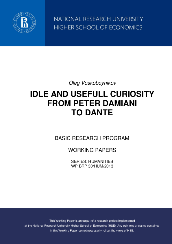 (PDF) Idle and Usefull Curiosity from Peter Damiani to Dante
