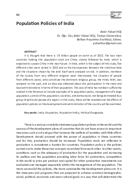 (PDF) Population Policies of India