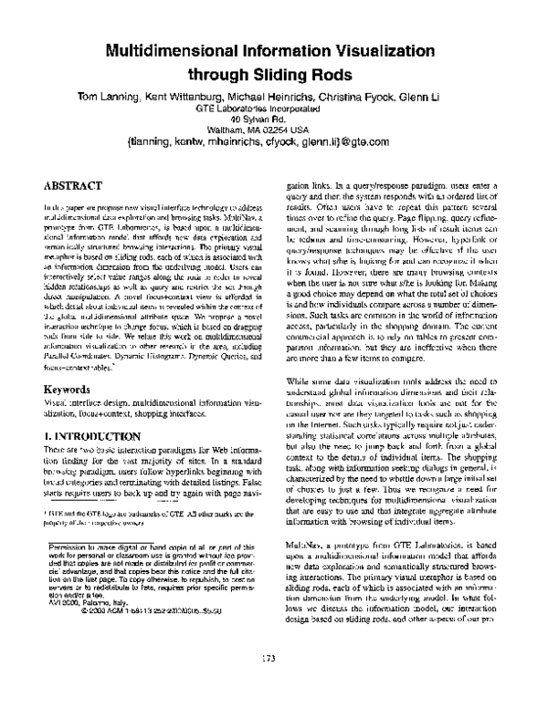(PDF) Multidimensional information visualization through sliding rods