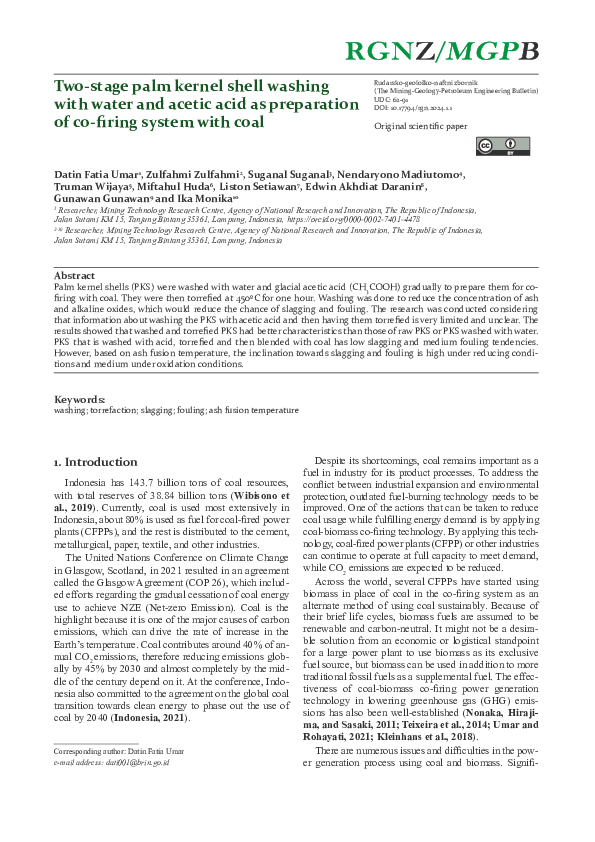 (PDF) Two-Stage Palm Kernel Shell Washing with Water and Acetic Acid as ...