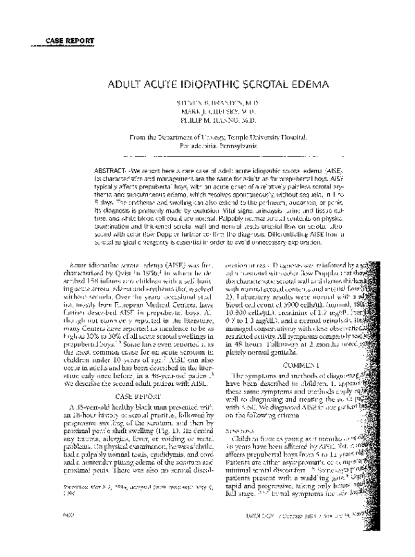 (PDF) Adult acute idiopathic scrotal edema
