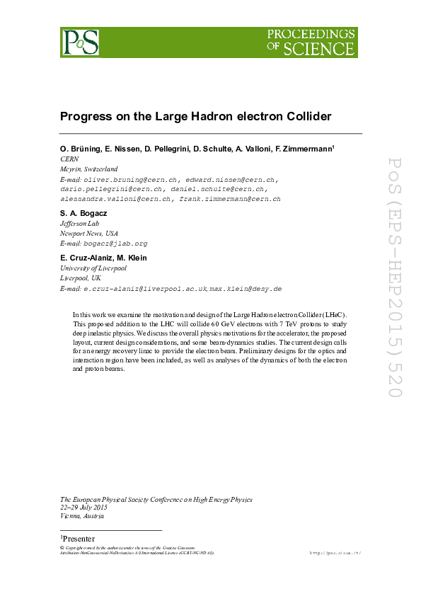 (PDF) A Large Hadron Electron Collider at CERN Report on the Physics ...
