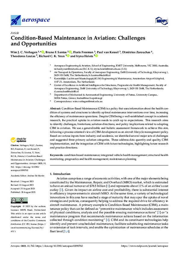 (PDF) Condition-Based Maintenance in Aviation: Challenges and Opportunities