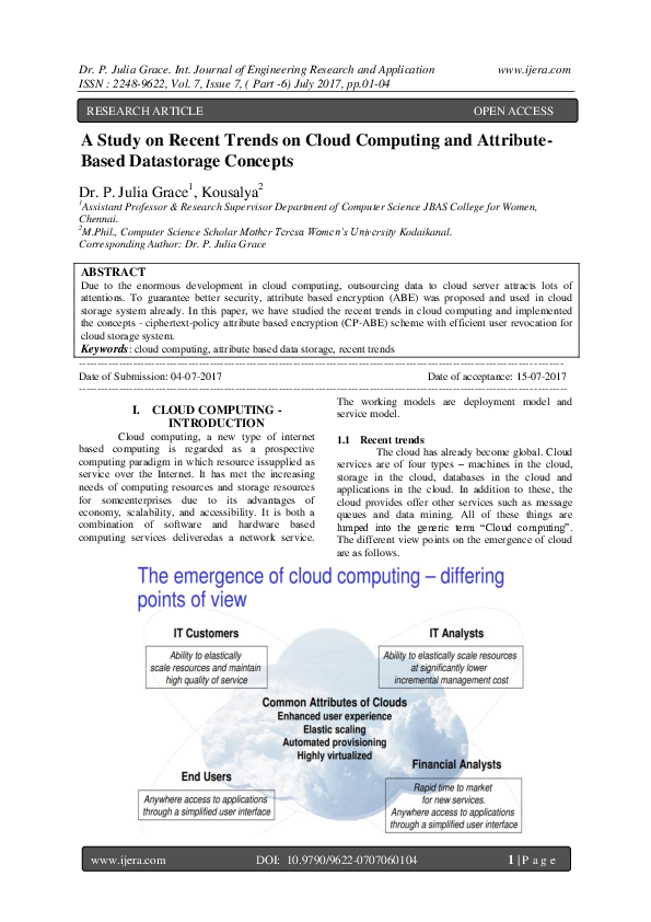 (PDF) A Study on Recent Trends on Cloud Computing and AttributeBased Datastorage Concepts