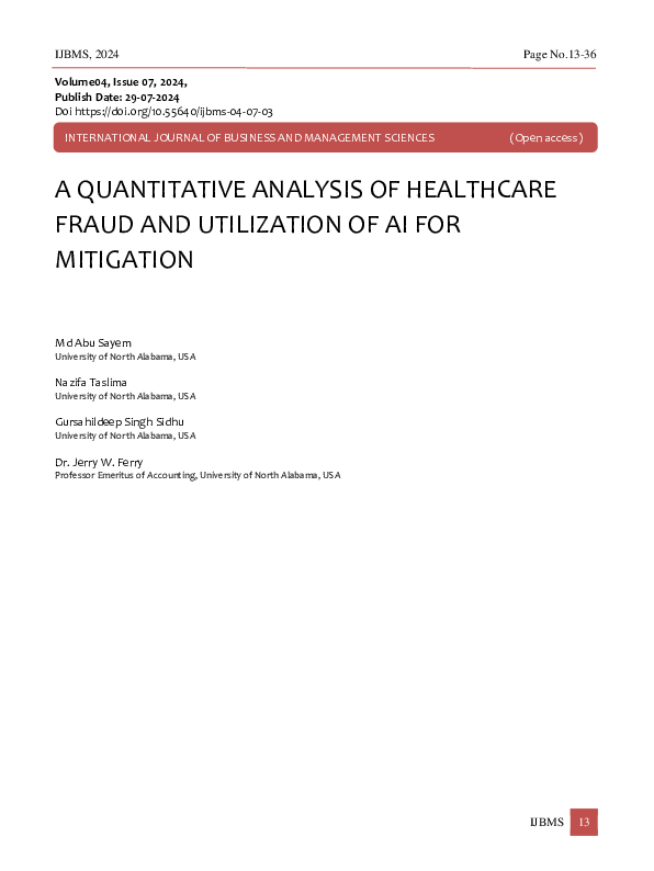 (PDF) A Quantitative Analysis of Healthcare Fraud and Utilization of AI for Mitigation