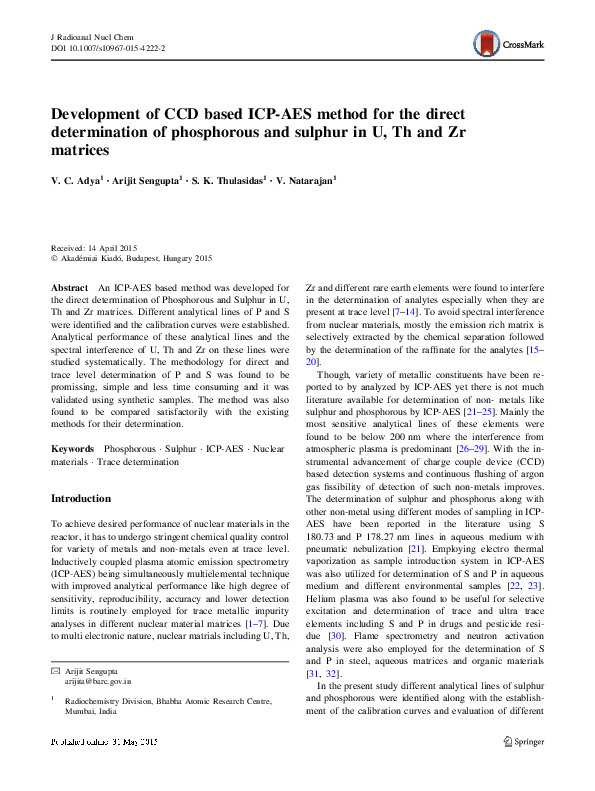 (PDF) Development of CCD based ICP-AES method for the direct ...