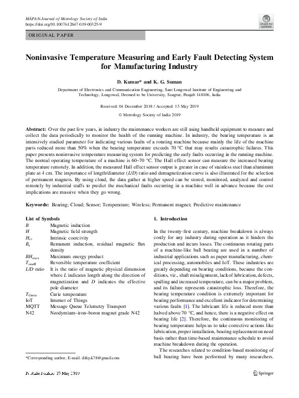 (PDF) Noninvasive Temperature Measuring and Early Fault Detecting System for Manufacturing Industry
