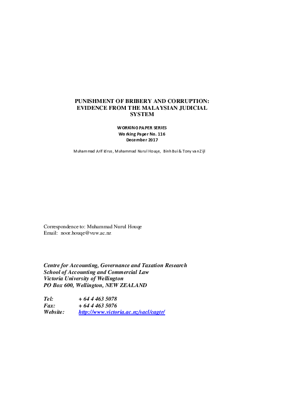 (PDF) Punishment of Bribery and Corruption: Evidence from the Malaysian ...