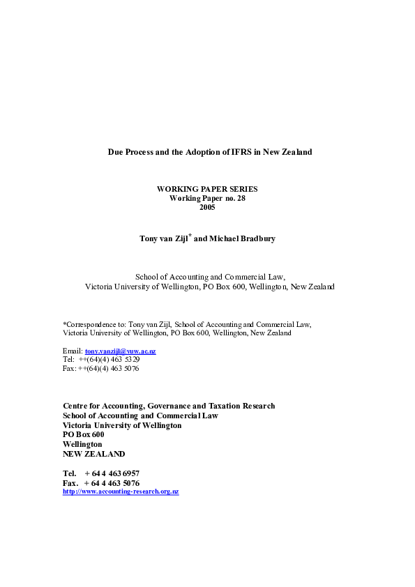 (PDF) Due Process and the Adoption of IFRS IN New Zealand