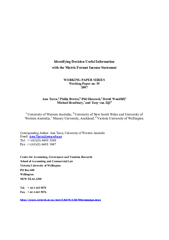 (PDF) Identifying Decision Useful Information with the Matrix Format ...