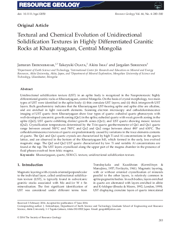 (PDF) Textural and Chemical Evolution of Unidirectional Solidification ...