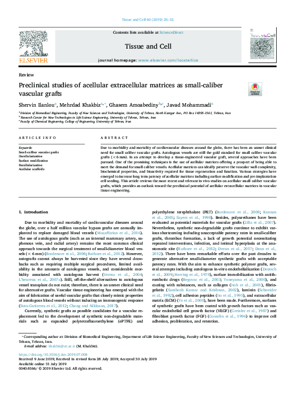 (PDF) Preclinical studies of acellular extracellular matrices as small ...