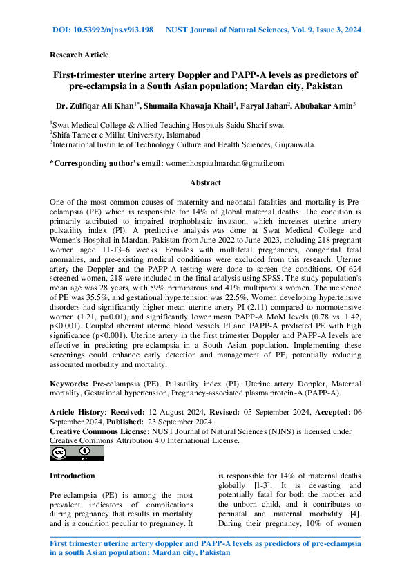 (PDF) First-trimester uterine artery Doppler and PAPP-A levels as ...