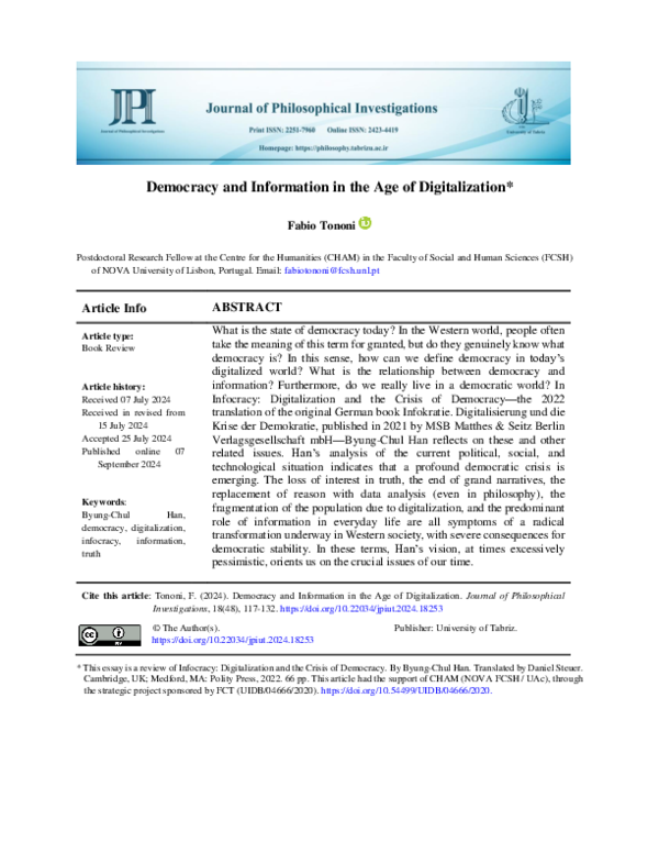 (PDF) Democracy and Information in the Age of Digitalization