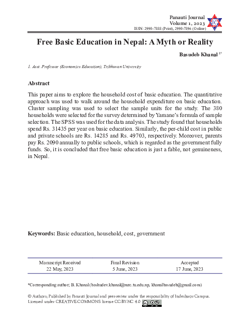 (PDF) Free Basic Education in Nepal: A Myth or Reality