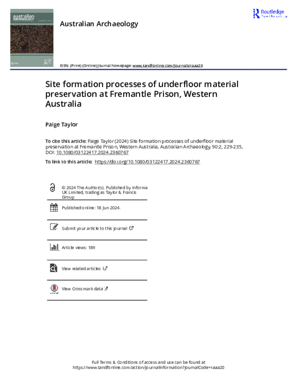 (PDF) Site formation processes of underfloor material preservation at ...