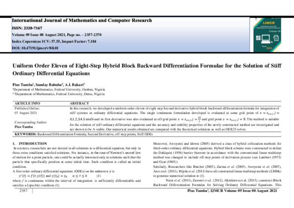 (PDF) Uniform Order Eleven of Eight-Step Hybrid Block Backward ...